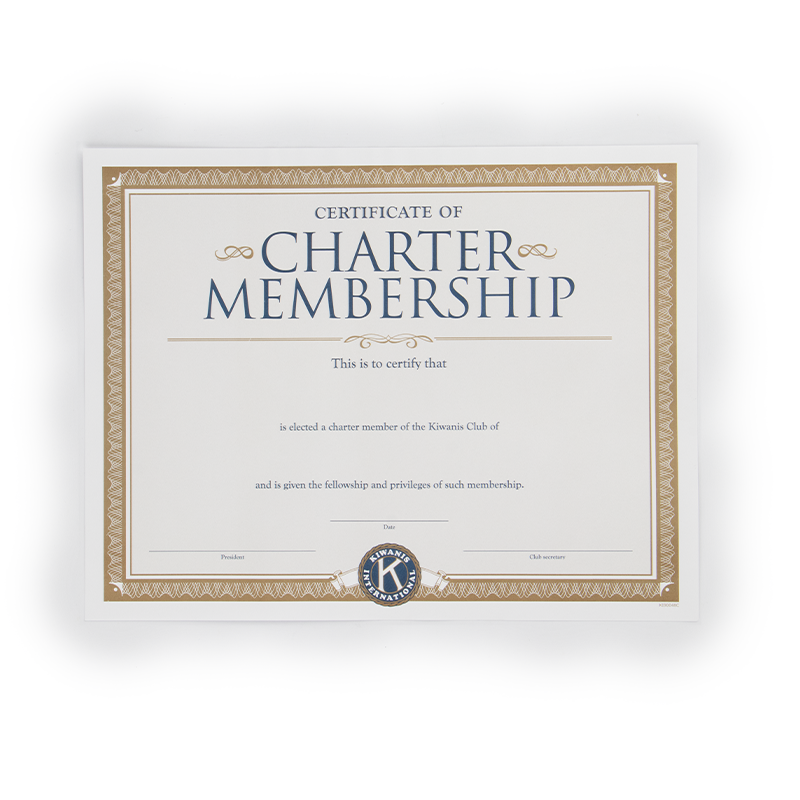 Charter Member Certificate | Kiwanis Family Products